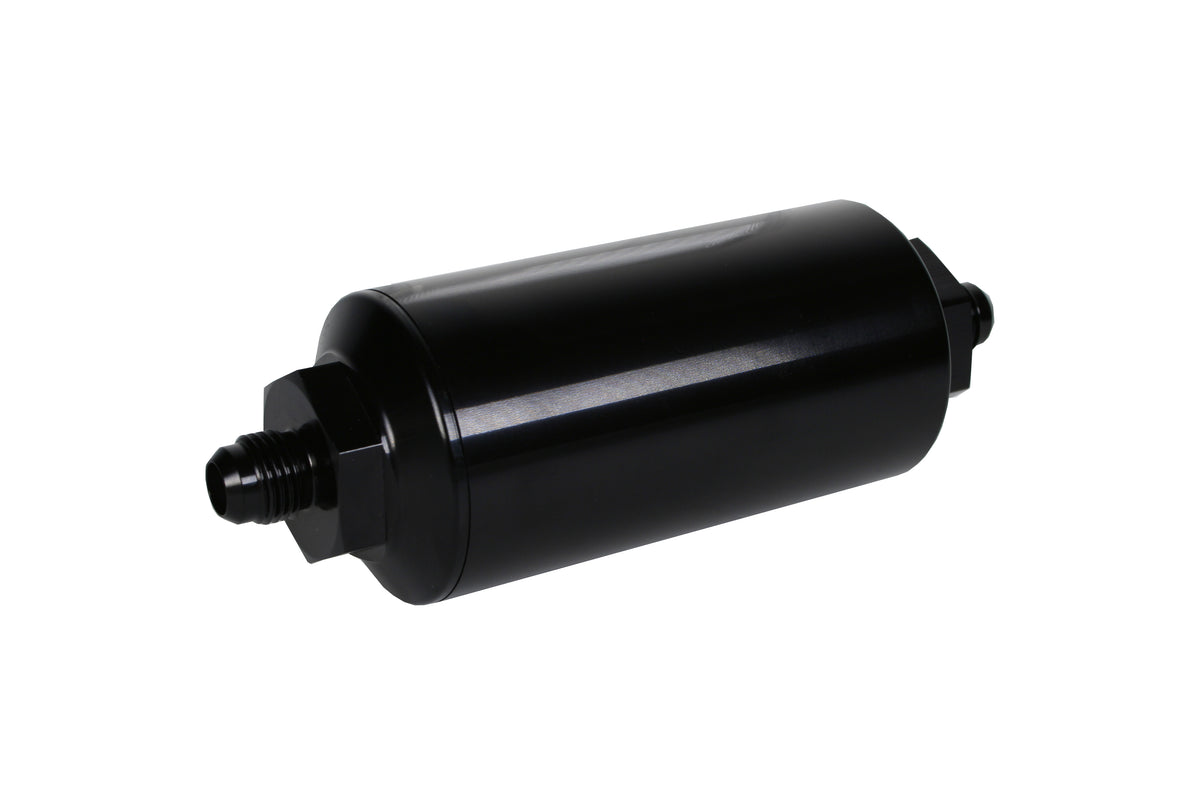 238 Micron Black Fuel Filter with Male AN-06 Ports & Stainless Mesh El ...